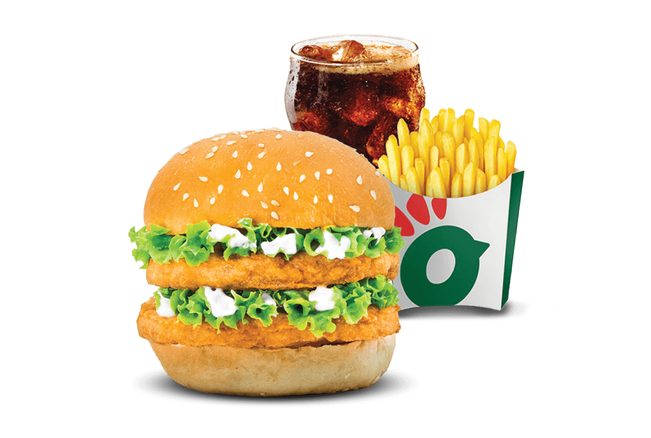 Classic Chicken Burger Meal (Double) - Borenos Fried Chicken | Sabah ...